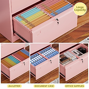 GangMei 2 Drawer Lateral File Cabinet, Lockable File Cabinet with Drawers,Ins-Design 35.43 inches Wide Files Cabinet with Hanging Bars,Assembly Required (White, 2 Drawer)…