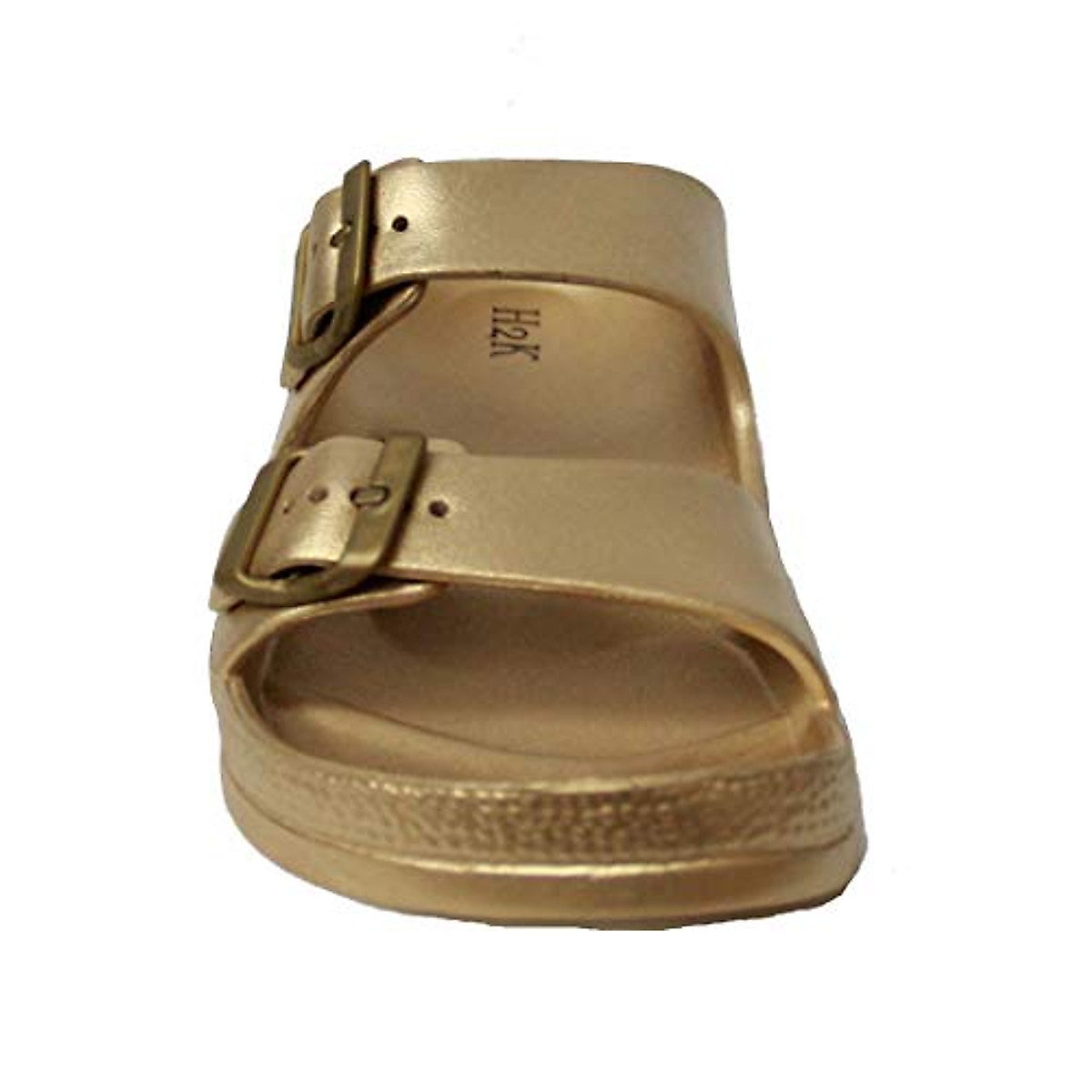 H2K Women's (2018 Model) EVA Slide Sandals with Adjustable Buckles (GOLD, 7)