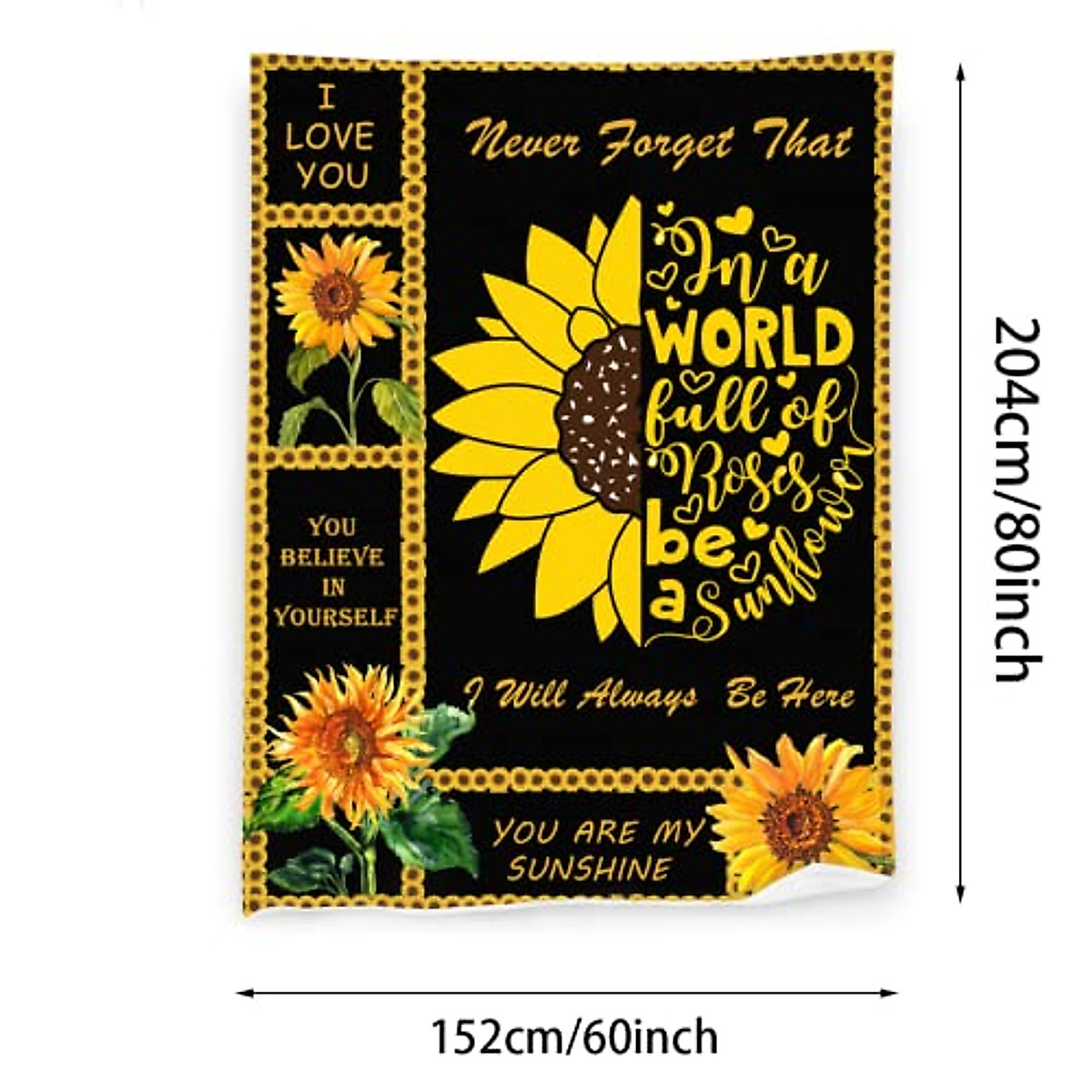 yiycqur Sunflower Blanket Gifts Ultra Soft Light Weight Sunflower You are My Sunshine Throw Blanket Air Conditioning Blanket for Bed Couch Sofa Living Room Picnic 50x40/60x50/80x60 Inches