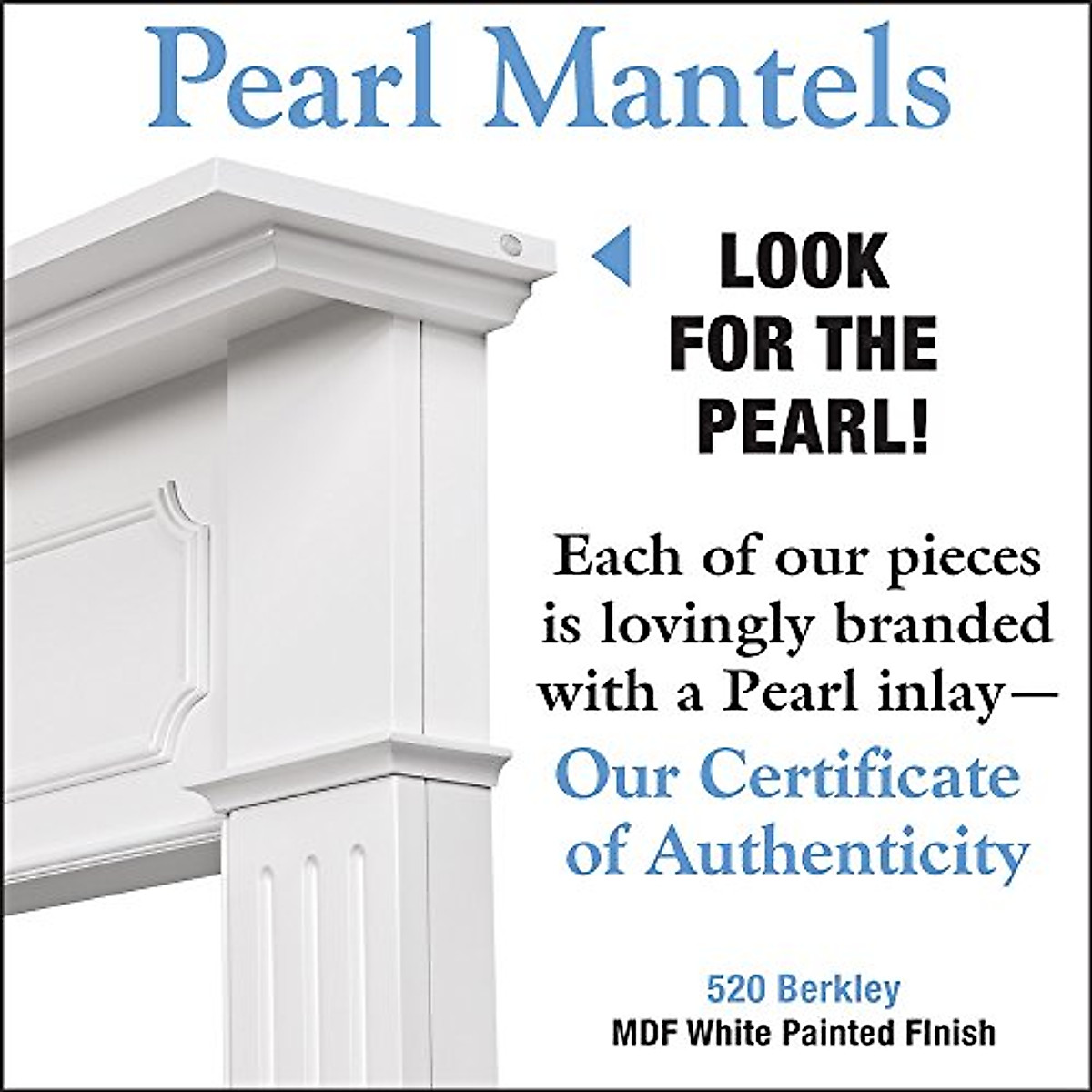 Pearl Mantels 520-48 Berkley Paint Grade Fireplace Mantel, 48-Inch, White, 48 Inch