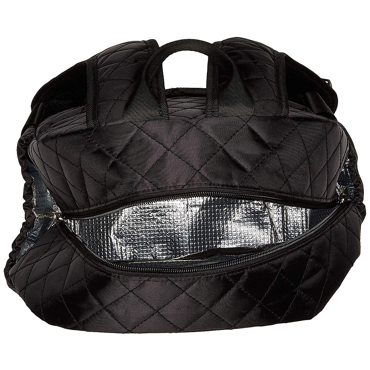 Insulated Mini Backpack Lunch Bag w/Padded Straps & Drink Side Pockets (Black)