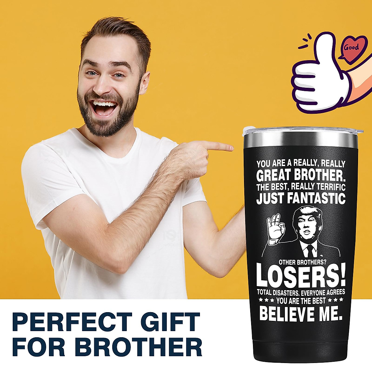 WOELIVE Father's Day Gift for Brother from Sister, Siblings - Best Birthday Gifts Christmas Ideas for Brother In Law - Funny Gag Fathers Day Brothers Gifts - 20 Oz Black Tumbler