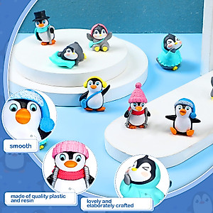Macarrie 30 Pcs Penguin Figurines Cute Penguin Characters Toys Mini Penguin Figurines Collection Playset Mini Cartoon Penguin Cake Topper Winter Penguin Figurines Cake Decoration for Boy Girl(Vivid)
