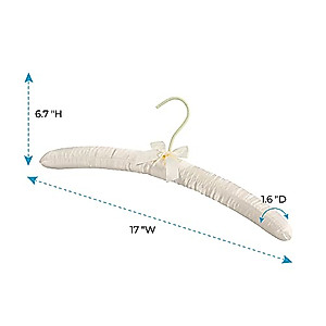 JS HANGER Padded Hanger for Sweaters - 17 Inch Extra Large Heavy Duty Satin Covered Coat Hangers No Shoulder Bump for Women Clothes, Sweaters, Dresses, Clothing, Weddings, Lingerie Pack of 10, Ivory