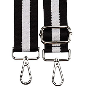 ZANQANO Purse Strap Replacement Crossbody Bag Women Wide Adjustable Jacquard Woven Handbag Straps (Black, Silver hardware)