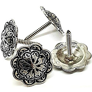 1 1/2" Western Saddle Accented Silver Floral Screw in Conchos 4 Pack