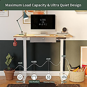 FEZIBO Standing Desk with Drawer, Adjustable Height Electric Stand up Desk, 55 x 24 Inches Sit Stand Home Office Desk, Ergonomic Workstation Grey Steel Frame/Light Rustic Brown Tabletop
