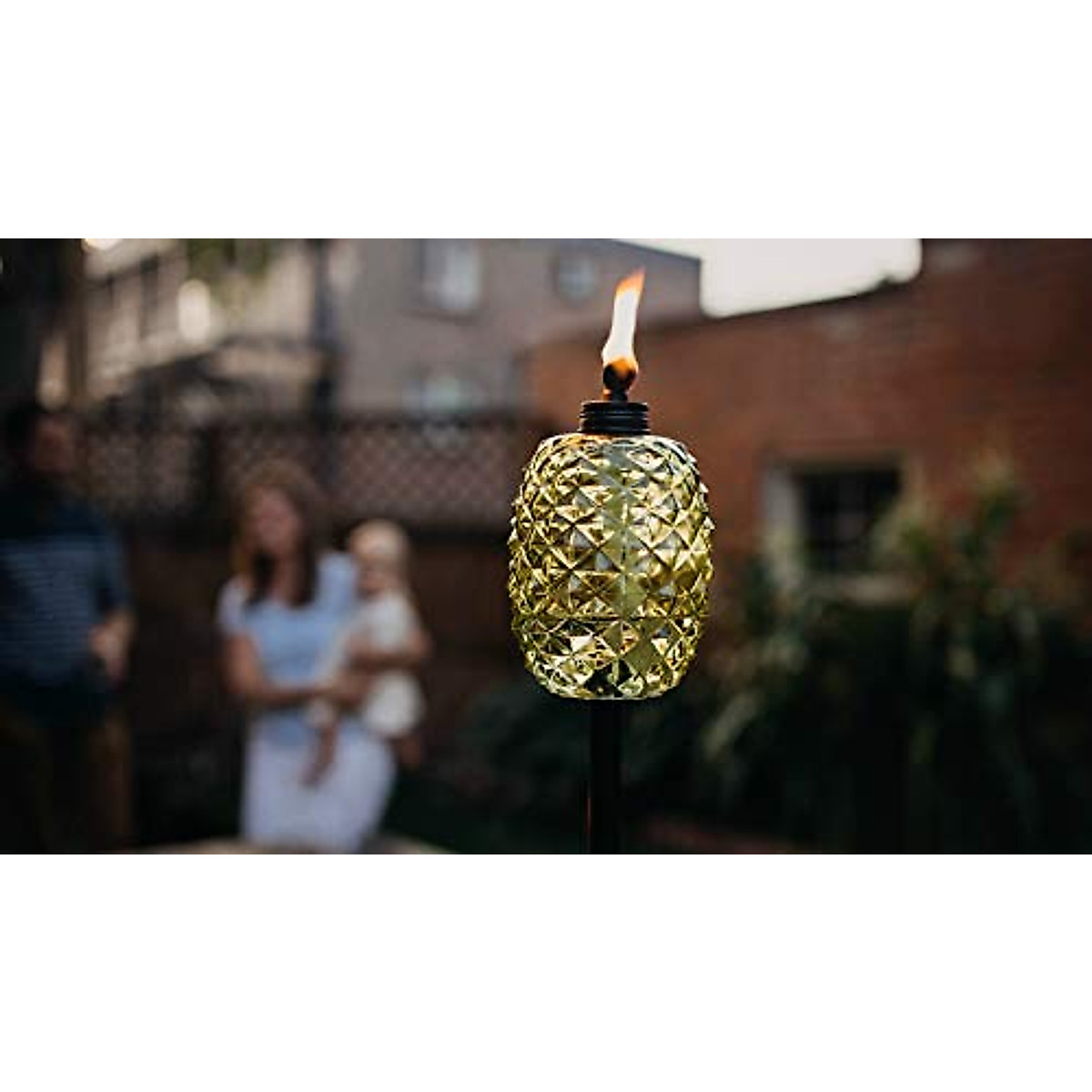 TIKI Green Brand Convertible Torch Glass Pineapple Outdoor Decorative Lighting for Lawn Patio Garden, 65 in, 1117095