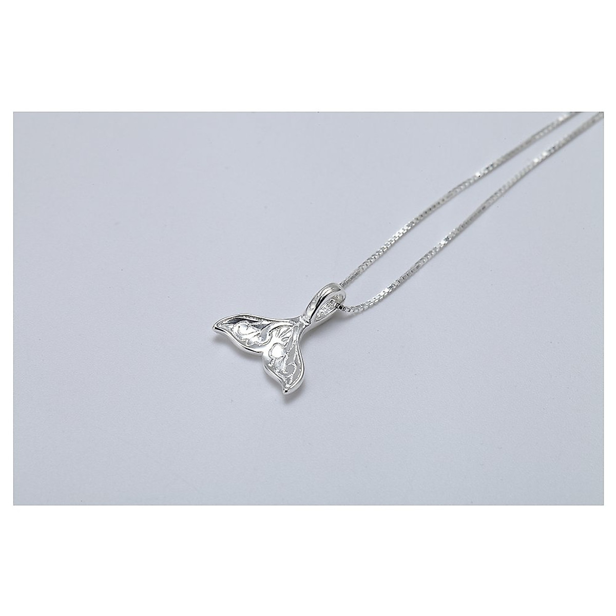 WRISTCHIE Sterling Silver Jewelry Mermaid Tail Fish Pendant Necklace 18"+2" (Silver)