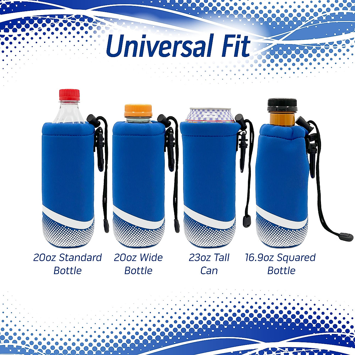 ProActive Sports Neoprene Bottle Holder with Drawstring and Bag Clip for 16-20oz Bottles