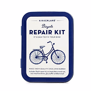 Kikkerland Bike Tin Repair Kit, DIY Bike Repair & Maintenance Tools, Steel and Rubber, Includes 6 Headed Allen set, Best for Quick Fixes
