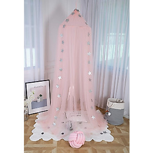 Shyneer Kids Bed Canopy,Princess Hanging Mosquito Net for Baby Crib Nook Castle Nursery for Kid's Room Decor,Pink