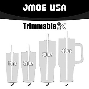 Jmoe USA 12" Straws for Stanley 40oz Adventure Quencher FlowState H2.0 | Replacement Plastic Straws Designed for Stanley 40oz Tumbler | 6-Pack Includes Cleaning Brush | Food Grade & BPA Free (Black)