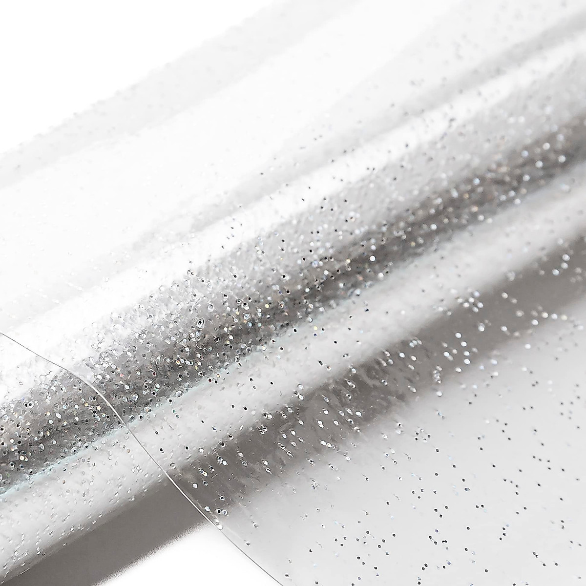 Missouri Star Glitter Vinyl Roll 16” x 54” - Sewable Plastic Fabric for Making Tote Bags, Purses, and Craft Projects - Clear Glitter PVC Vinyl