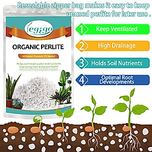 Legigo 2 Quarts Organic Horticultural Perlite for Plants Indoor- Natural Horticultural Soil Additive Conditioner Mix for Improves Drainage, Ventilation and Root Growth