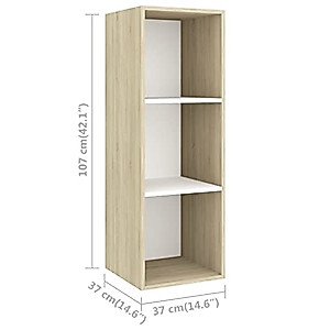 Bedroom, living room storage unit,Modern entertainment center media rack,Suitable for living room, bedroom, office, etc.Wall-mounted TV Cabinet Sonoma Oak and White 14.6"x14.6"x42.1" Chipboard