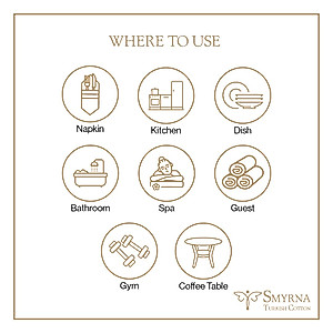 Smyrna Turkish Cotton Kitchen Dish Towels Pack of 6 | 100% Natural Cotton,12x12 Inches | Machine Washable Wash Cloths | Ultra Soft, Absorbent, Prewashed and Quick Dry Turkish Dish Towels (Beige 12x12)