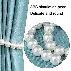 Canjuxk Magnetic Curtain Tiebacks, 4 Pack Pearl Drapery Tie Backs Weave Holder for Window Draperies Hold Curtains Drape Ties Backs Holdback, Bedroom Home Decor