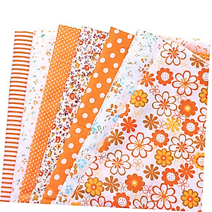 Operitacx 7pcs Orange Cotton Fabric Squares Handmade Cotton Fabrics Fabric Bundles Orange Sewing Fabric Cloth Material Floral Cotton Sewing Squares Quilted Fabric Patchwork