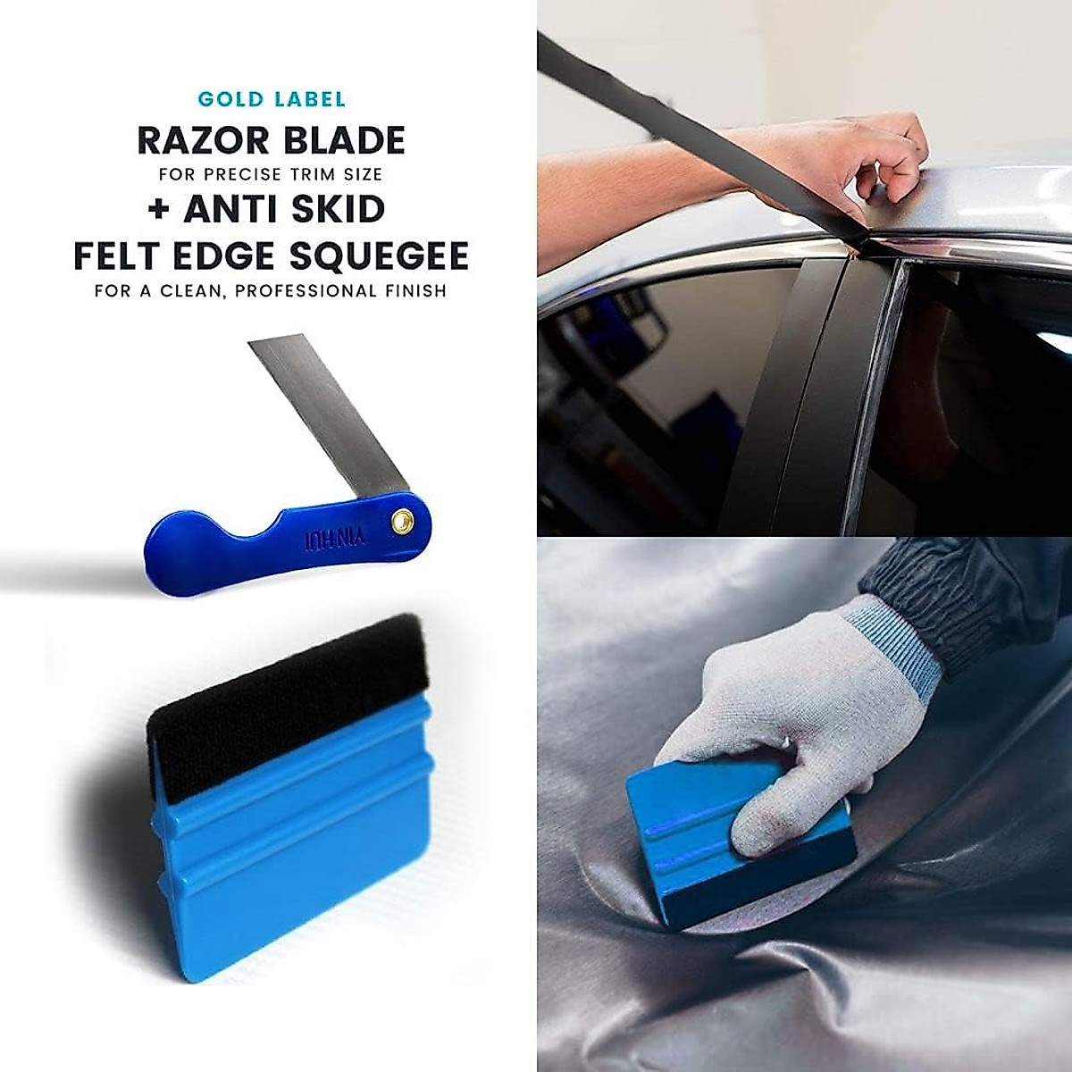 Gold Label Detailing 3M Black Out Trim Chrome Delete Vinyl Wrap Kit | 25ft Roll of 3m Scotchprint 2080 | Felt Edge Squeegee and Razor Blade Included (Satin, 2" by 25ft)