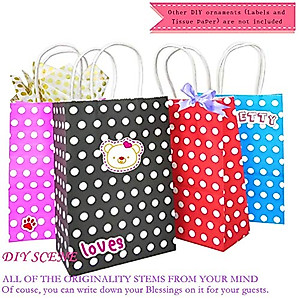 ADIDO EVA Small Polka Dot Gift Bags Black Kraft Paper Bags with Handles for Party Favors (8.2 x 6 x 3.1 In 12 PCS)