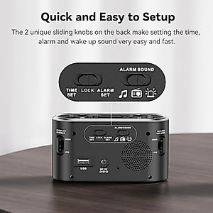 Odokee Loud Alarm Clock Radio for Heavy Sleepers, 7 Color Night Light, Easy to Set, 0-100% Dimmer, 3 Sound Adjustable Volume, FM Radio w/Sleep Timer, USB Charger, Digital Alarm Clock Radio for Bedroom