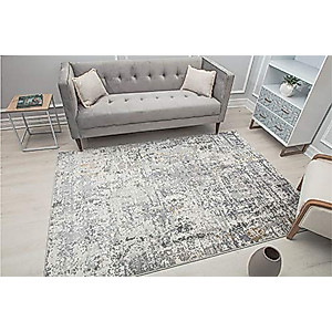 Rugs America Austin AD90A Iron White Abstract Transitional Area Rug 5'3" x 7'0"
