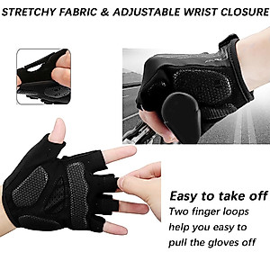 MOREOK Cycling Gloves Bike Gloves for Men/Women-[5MM Gel Pad] Biking Gloves Half Finger Gloves Bicycle Gloves-for Cycling/Fitness/Motorcycle/Gym/Outdoor Sports-050-BLACK-M