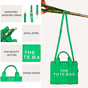 JQAliMOVV Tote Bag for Women, Trendy Leather Tote Bag Small Personalized Top Handle Crossbody Handbags for Work Travel (Green)