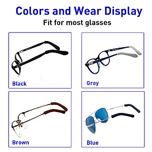 Eyeglasses Ear Cushions with Cotton Fabric , Soft Knitting Eyewear Retainer Temple tips, Anti-Slip Elastic Comfort Glasses Ear Cushion Grip for Sunglasses Eyeglasses Reading Glasses(2 Pairs Black)