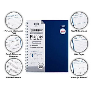 See It Bigger Monthly & Weekly Planner, October 2022 - December 2023 (5.75"x 8.75") Black