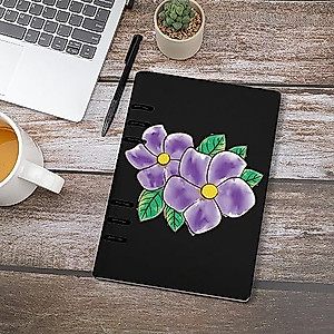 African Violet Flower Notebook Cover 6-Ring Binder Portable Planner Book Loose-Leaf Cover for Home Office