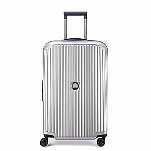 DELSEY PARIS Securitime Expandable Luggage with Spinner Wheels, Silver, Checked-Medium 25 Inch