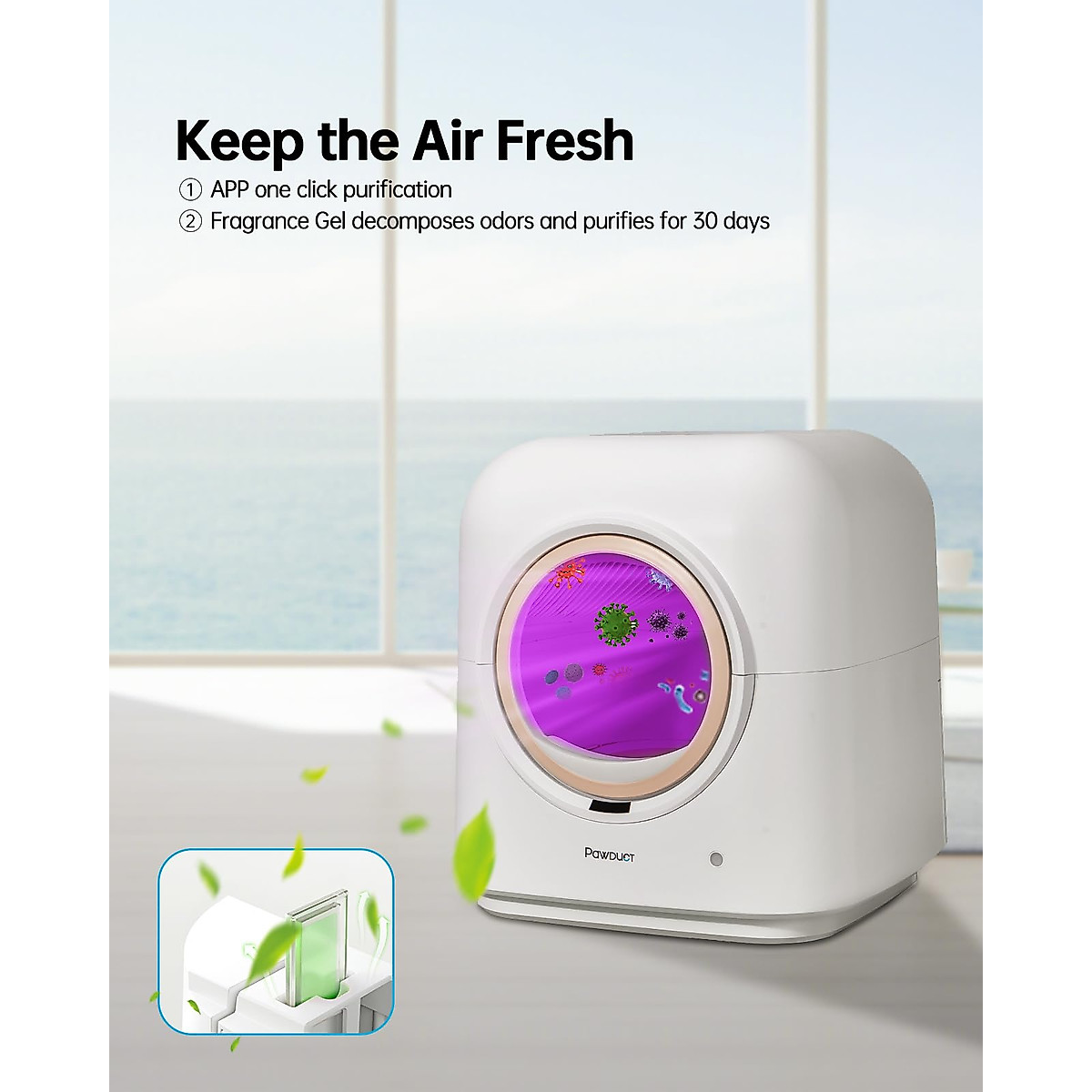 Pawduct Automatic Cat Litter Box Self Cleaning, Anti-Pinch Robot Cat Litter Box, Large Cat Litter Box for Multiple Cats, Smart APP Remote Control/Odor Removal, with Waste Bags/Mats