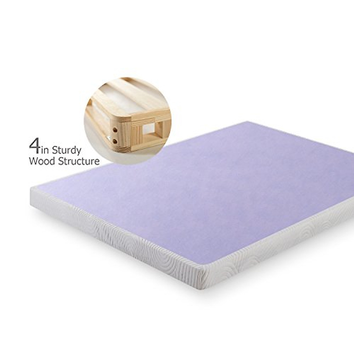 Zinus Edgar 4 Inch Wood Box Spring / Mattress Foundation / Sturdy Wood Structure / Low Profile / Easy Assembly, Queen