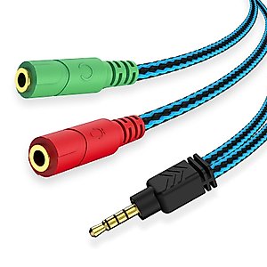 MillSO Headphone Splitter Adapter, 3.5mm Audio + Mic 4 Pole TRRS Splitter (3.5mm Male to 2X 3.5mm Female) Jack Y Cable Compatible for Gaming Headset to PS4, Xbox One, Phone, Laptop CTIA - 8inch/20CM