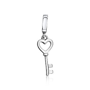 Bolenvi Key To My Heart 925 erling Silver Pendant Charm Bead For Pandora & Similar Charm Bracelets or Necklaces