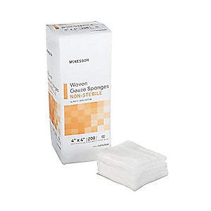 McKesson Woven Gauze Sponges, 16-Ply Non-Sterile, 100% Cotton, 4 in x 4 in, 200 Per Pack, 1 Pack