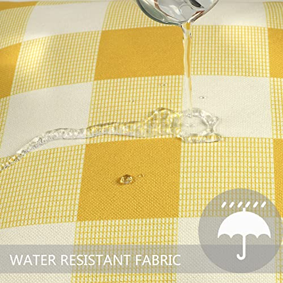 Famibay Decorative Outdoor Pillow Covers for Patio Furniture Set of 2 Buffalo Check Patio Throw Pillow Covers 18x18 Waterproof Outside Cushion Cases Cotton Pillow Covers for Porch Garden Bench(Yellow)