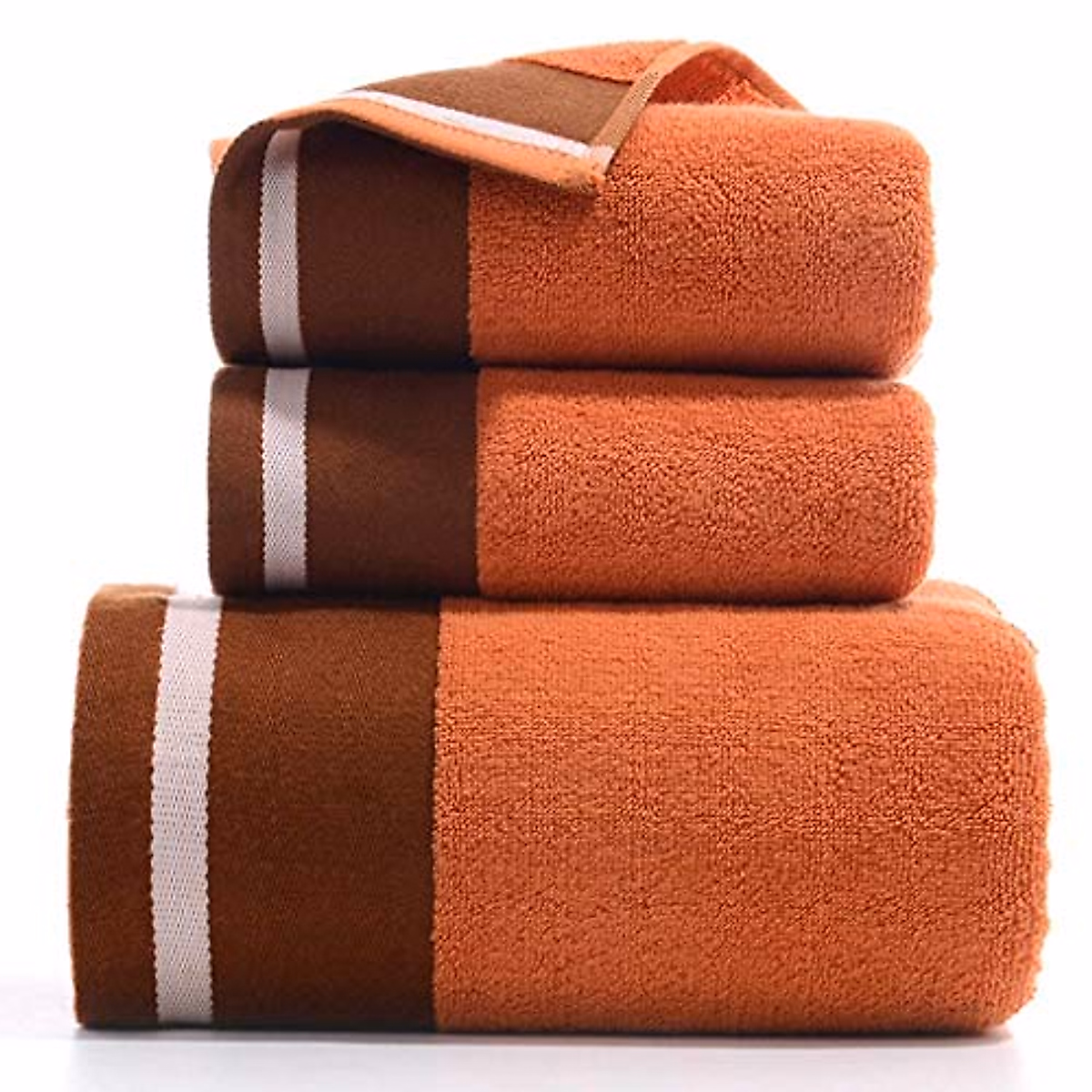 3 Piece Bath Towel Set, Combed Cotton Bath Towels Absorbent Bath Sheets Soft Shower Towels Bathroom Hand Towel Luxury Bath Towels Sets for Bathroom,Orange
