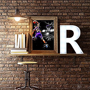Cartstat Basketball Superstar Poster- Set of 4 Sport Canvas Wall Art 8x10inch Superstar Posters for Walls Decor for Bedroom Living Room Gym Office Great Gift LA Lakers Sports Basketball Fan UNFRAMED
