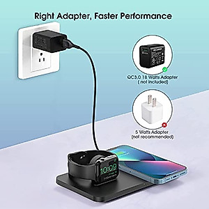 2 in 1 Wireless Charger Station, Fast Chargeur Wireless Charger Stand, Fully-Charged in 3.5H, Compatible with iPhone 8 to 14 pro, Nightstand Mode for Watch Series((No Adapter and Watch Cable)