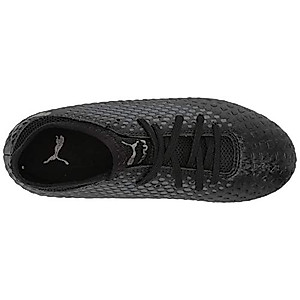 PUMA Unisex-Child Future 4.4 Firm/Artificial Ground Soccer Shoe, Black Black Aged Silver, 3 M US Little Kid