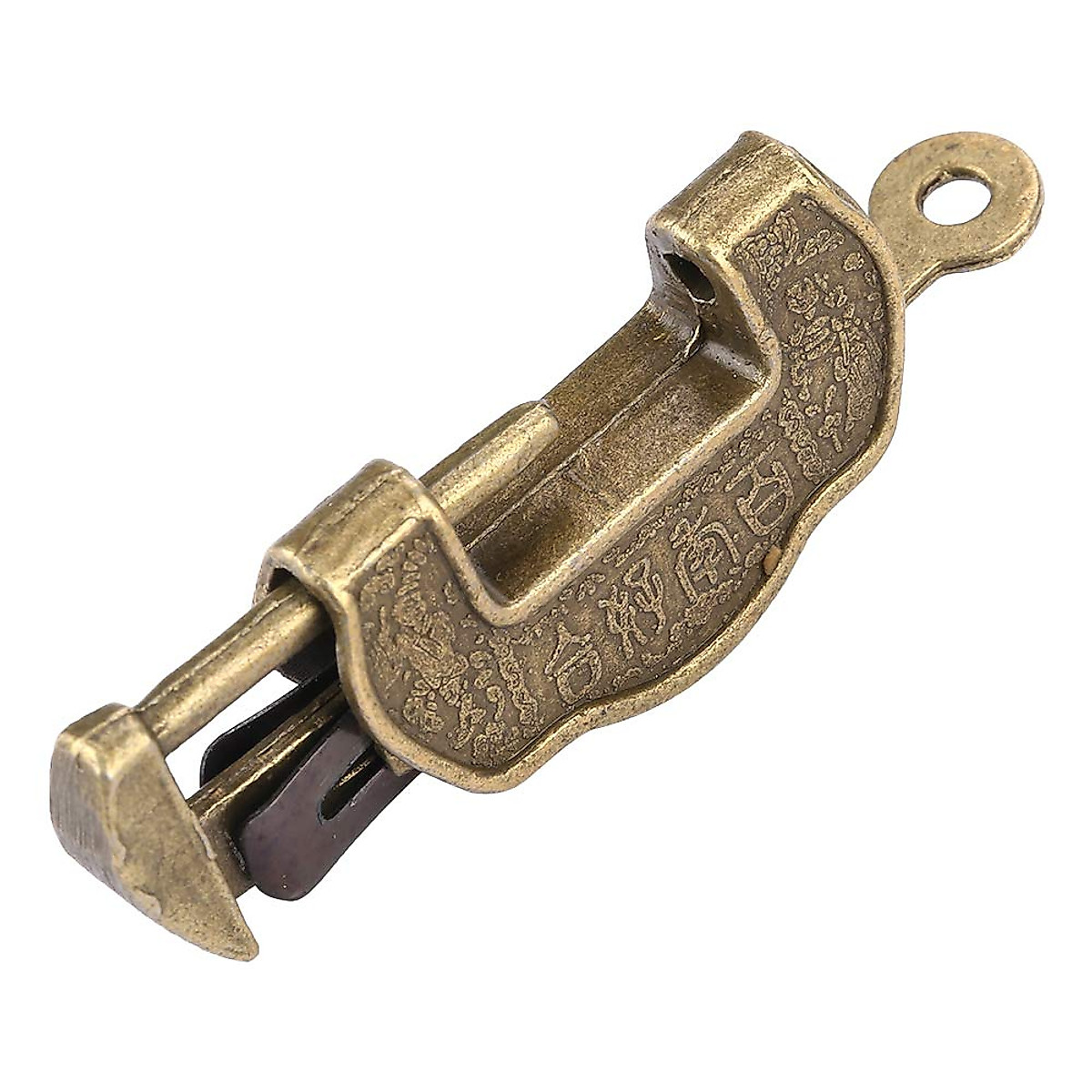 Vintage Antique Padlock Chinese Carved Vintage Zinc Alloy Love Lock Retro Cabinet Lock with Tassel Key for Jewelry Box Drawer (S)