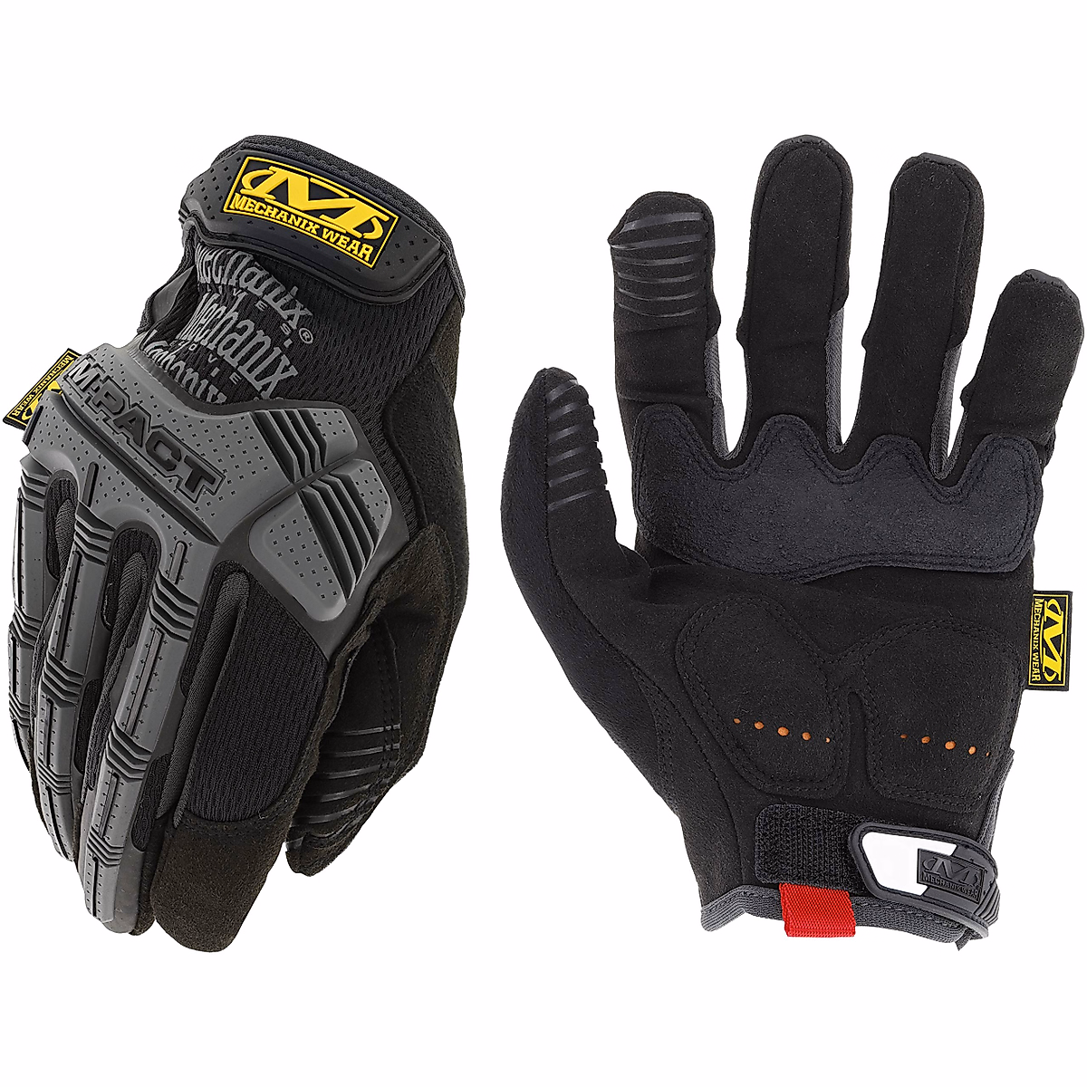 Mechanix Wear: M-Pact Work Gloves with Secure Fit, Work Gloves with Impact Protection and Vibration Absorption, Safety Gloves for Men (Black/Grey, Medium)