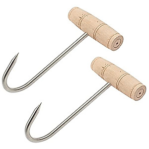 Bonsicoky 2PCS Meat Hooks for Butchering, 7 Inch Stainless Steel T Shaped Butcher Hooks for Butcher Shop, Fish Shop, Roast Duck Restaurant