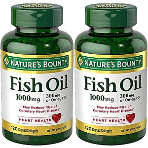 Nature's Bounty Fish Oil (Odorless) 1000 Mg, 240 Softgels (2 X 120 Count Bottles)