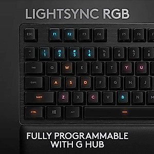 Logitech G513 Carbon RGB Backlit wIRED Mechanical Gaming Keyboard with GX Blue Clicky Key Switches LIGHTSYNC Technology Memory Foam Comfort (Carbon) (Renewed)