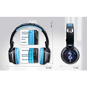 Star Wars Ep 9 Kids Headphones Bluetooth Wireless with Microphone Safe Listening Rechargeable Battery Adjustable Kids Headband for School Packaging