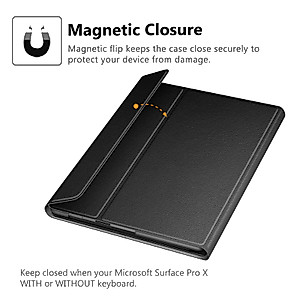 Fintie Case for Microsoft Surface Pro X (2021/2020/2019) - Soft TPU Back Protective Cover Compatible with Type Cover Keyboard for 13 Inch New Surface Pro X (SQ1/SQ2), Black